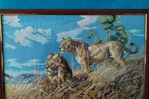 Картина "Львы" (вышивка крестом)