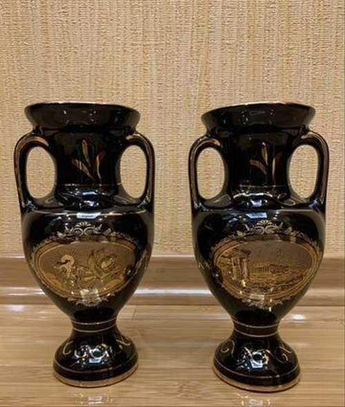 Греческие фарфоровые вазы с золотым покрытием 24К