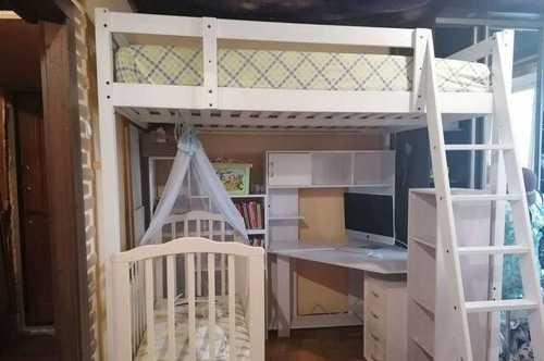 Кровать-чердак IKEA стуро с матрасом Аскона