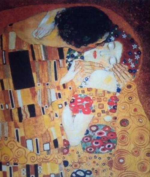 Картина репродукция Густав Климт "Поцелуй" (холст)
