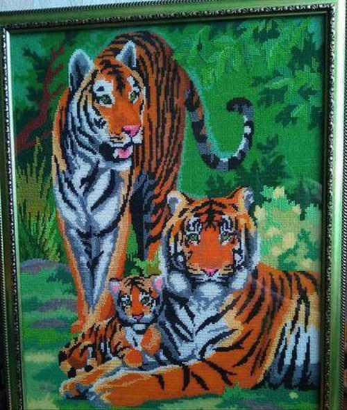 Тигры (вышивка бисером)