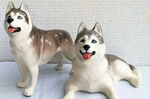 Фарфоровая статуэтка собака хаски