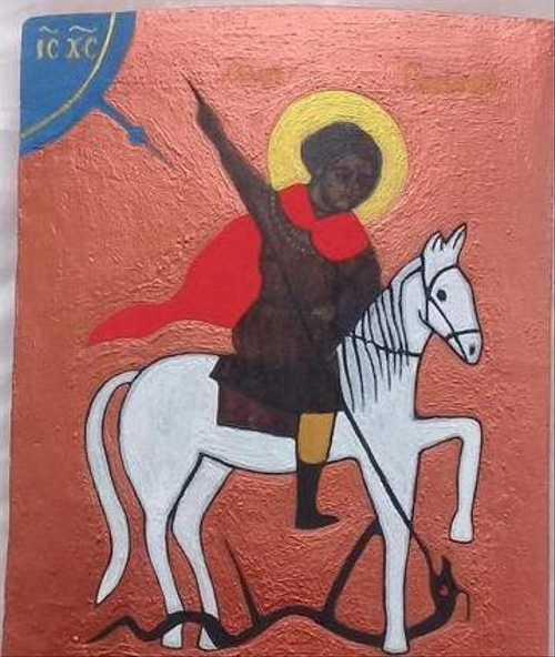 Икона старинная Святой Георгий Победоносец. Начало