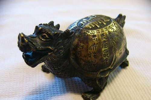 Антикварный китайский "Дракон-Черепаха" бронза