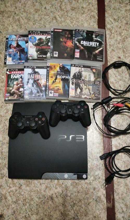 Sony PS3 slim 2джой+8игр