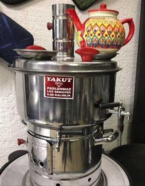 Самовар жаровой Yakut 10 литров, 2 крана