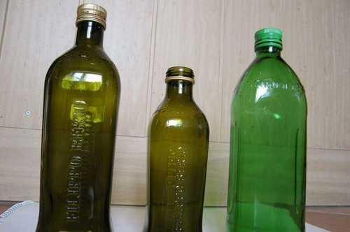 Красивые итальянские бутылки темно-зелёные 1л 0,5л