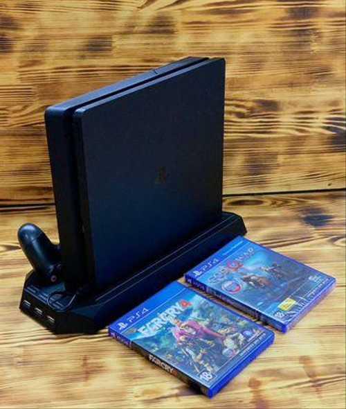 Sony PlayStation 4 Slim 500GB + Охлаждение + 2 Игр