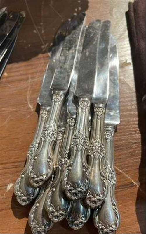 Антикварные старинные приборы ножи серебро
