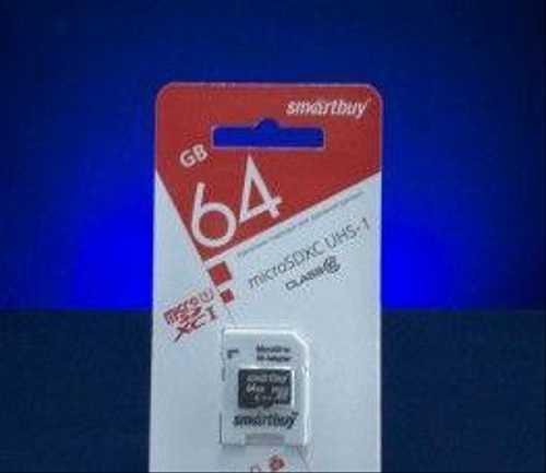 Карта памяти microsdxc 64Gb Smartbuy