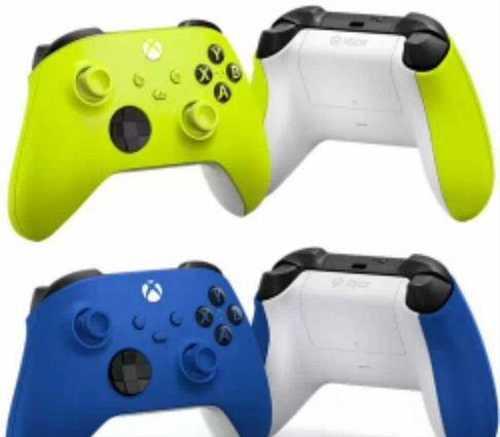 Геймпады Xbox в синем и зелёном цвете, новые