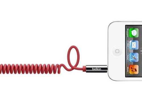 Фирменный Кабель AUX (3,5mini Jack) belkin красный