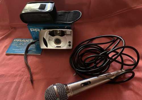 Микрофон для караоке, фотоаппарат praktica