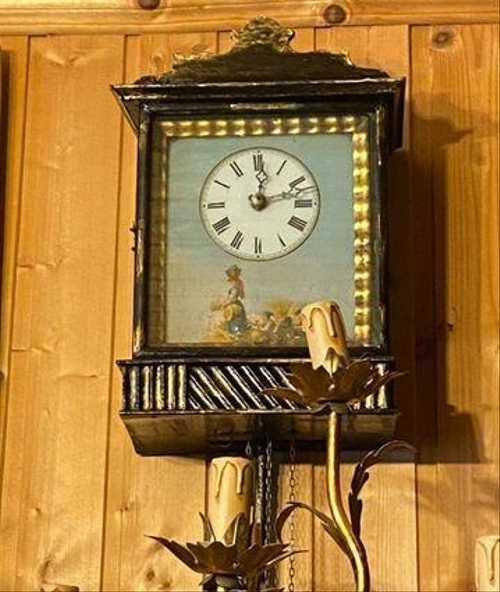 Часы антикварные, настенные, отреставрированные. Г