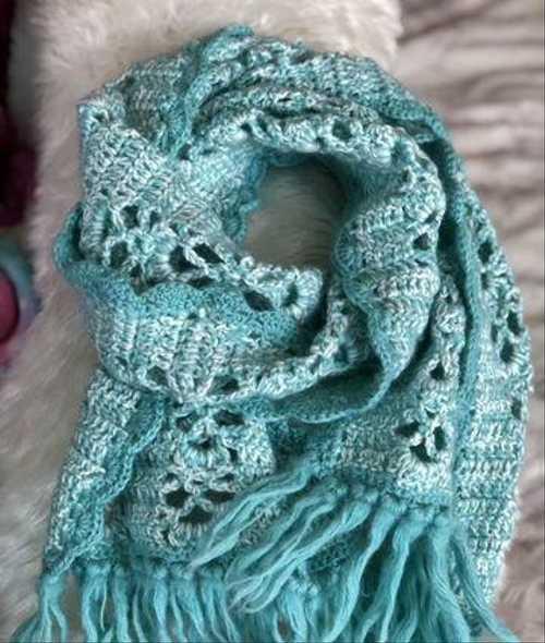 Палантин-шарф вязанный полушерстяной