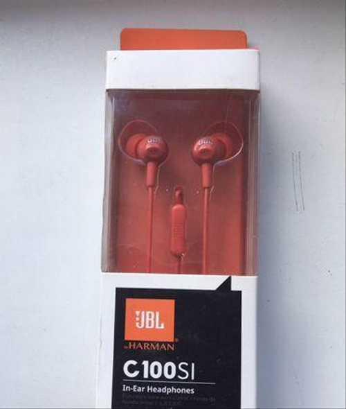 Наушники jbl c100 si красные новые