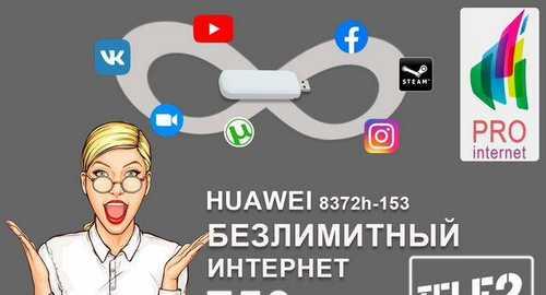 Модем huawei 8372h-153 + tele 2 750