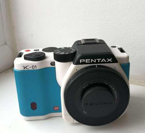 Фотоаппарат Pentax k-01 white+blue (Marc Newson) О