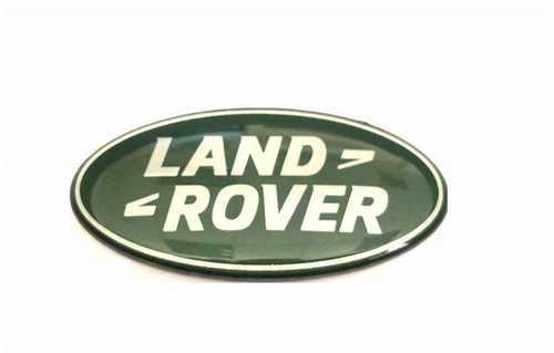Эмблема Land Rover зеленая с серебристой надписью