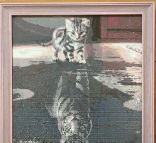 Картина алмазная мозаика Котенок и тигр