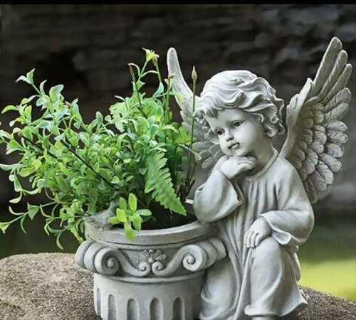 Садовая фигура. Цветочный горшок «Ангел»