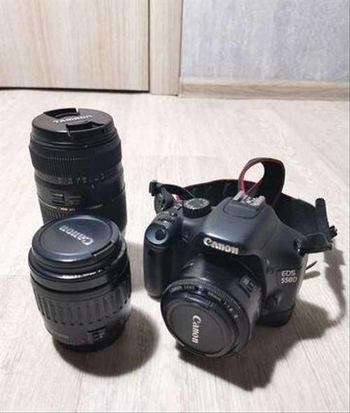 Зеркальный фотоаппарат canon 550d + 3 обьектива