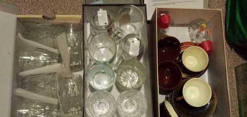 Стеклянная посуда - бокалы рюмки стаканы и пр