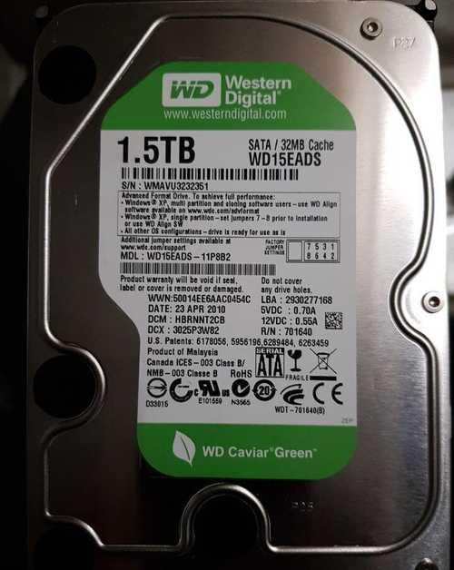 Жесткие диски HDD WD Green 1,5Tb и WD Green 2Tb
