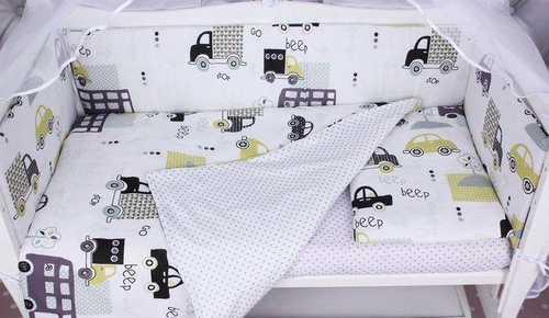 Комплект в кроватку 4 предмета AmaroBaby Город бяз