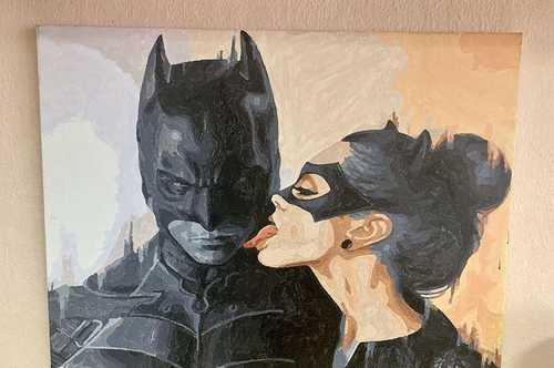 Картина на холсте 30x40 «batman catwoman”