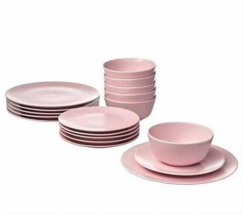 Тарелки IKEA динера розовые
