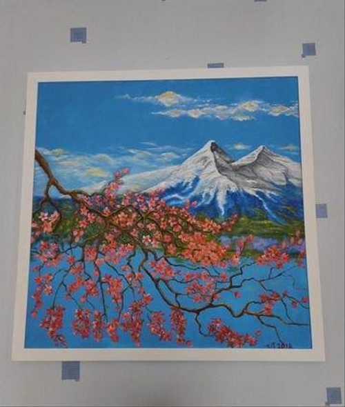 Картина маслом на холсте большая Сакура