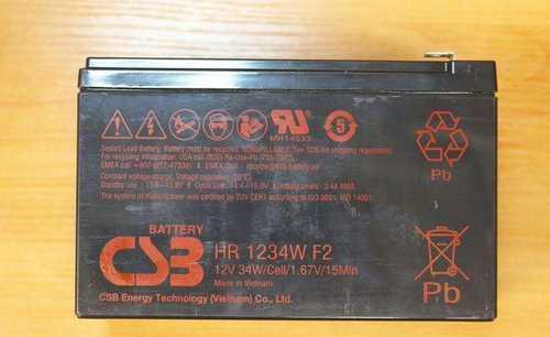 Новый аккумулятор для ибп 12V 9Ah CSB HR 1234W F2