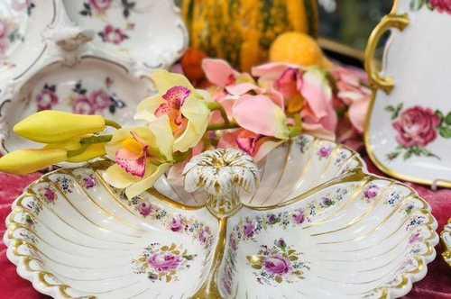 Ваза ажурная, орешница, лимонница немецкий фарфор