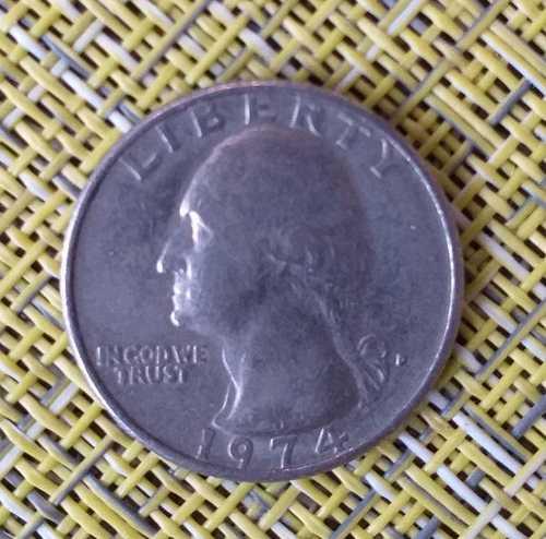 Quarter dollar liberty 1974 год перевертыш