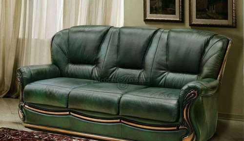 Трехместный кожаный диван-кровать Изабель 2+кресло