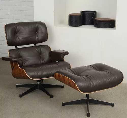 Кожаное кресло eames style lounge chair & ottoman