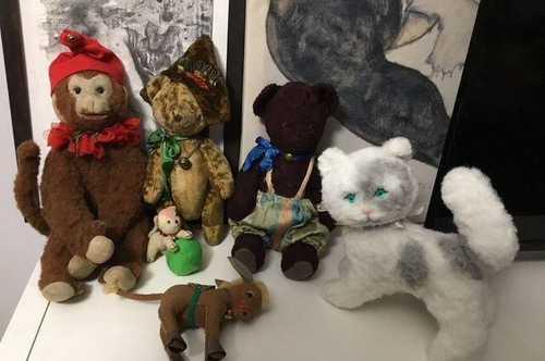 Старинные игрушки СССР медведи кот обезьяна 1950 г