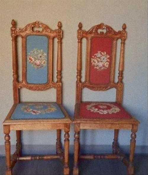 Парные стулья с гобеленой вышивкой