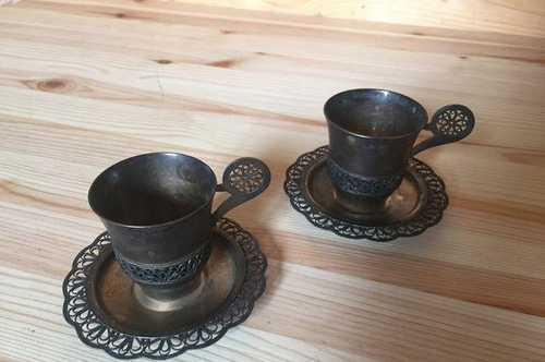Чашки кофейные (набор), 50 мл, мельхиор и серебро