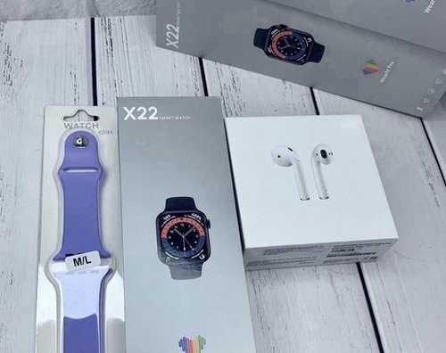 Набор 3 в 1 AirPods 2 и Smart watch x22
