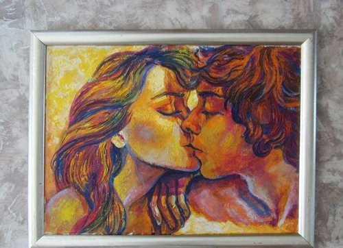 Картина масло Живопись "Поцелуй"