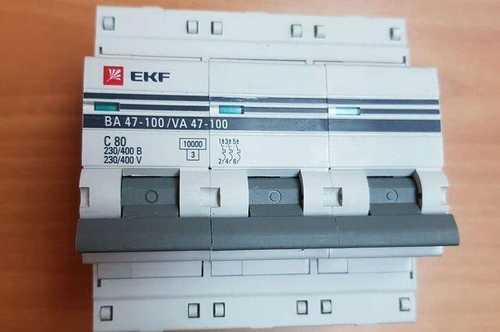 Автоматический трёхполосный выключатель екf 80А