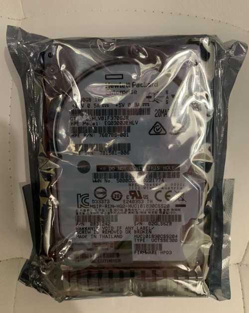 Жесткий диск HPE 300Gb 12G SAS 10K SC 785067-B21