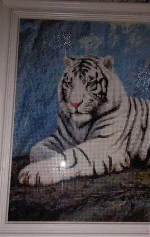 Алмазная картина "Белый тигр"