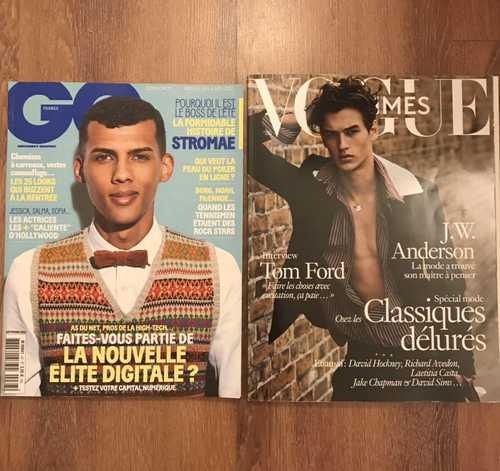 Журналы Gq, Vogue Hommes. France