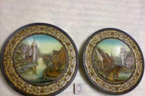 Тарелки настенные, терракота, Австрия, 19 век