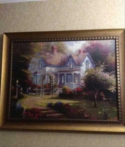 Картина, вышивка крестиком. "Загородный дом"