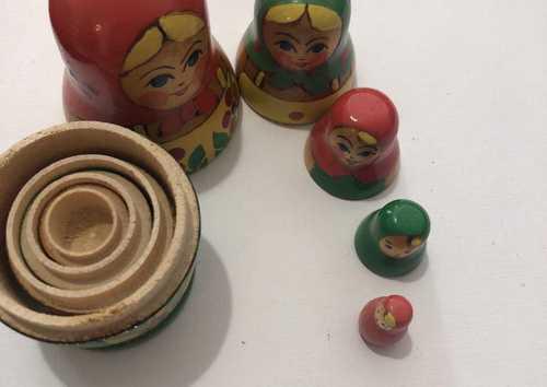 Винтажная матрёшка.50-70-е. 10см (10-7-4,8-3,5-2)