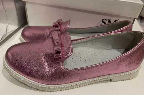 Туфли для девочки розовый металлик